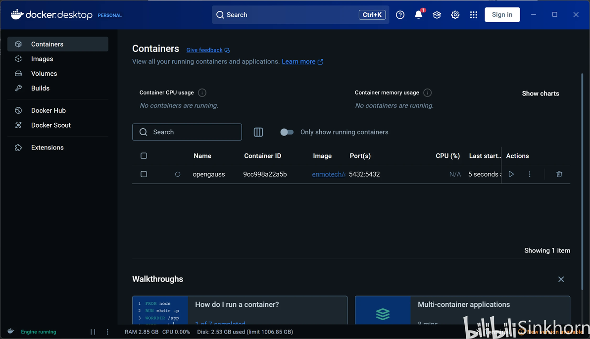 通过Docker安装openGauss（Windows篇） - 哔哩哔哩