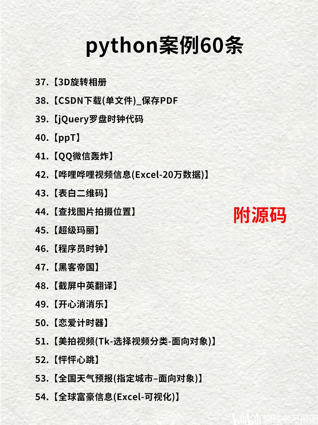 60个爬虫案例,练会你的python就牛了【附源码】 哔哩哔哩