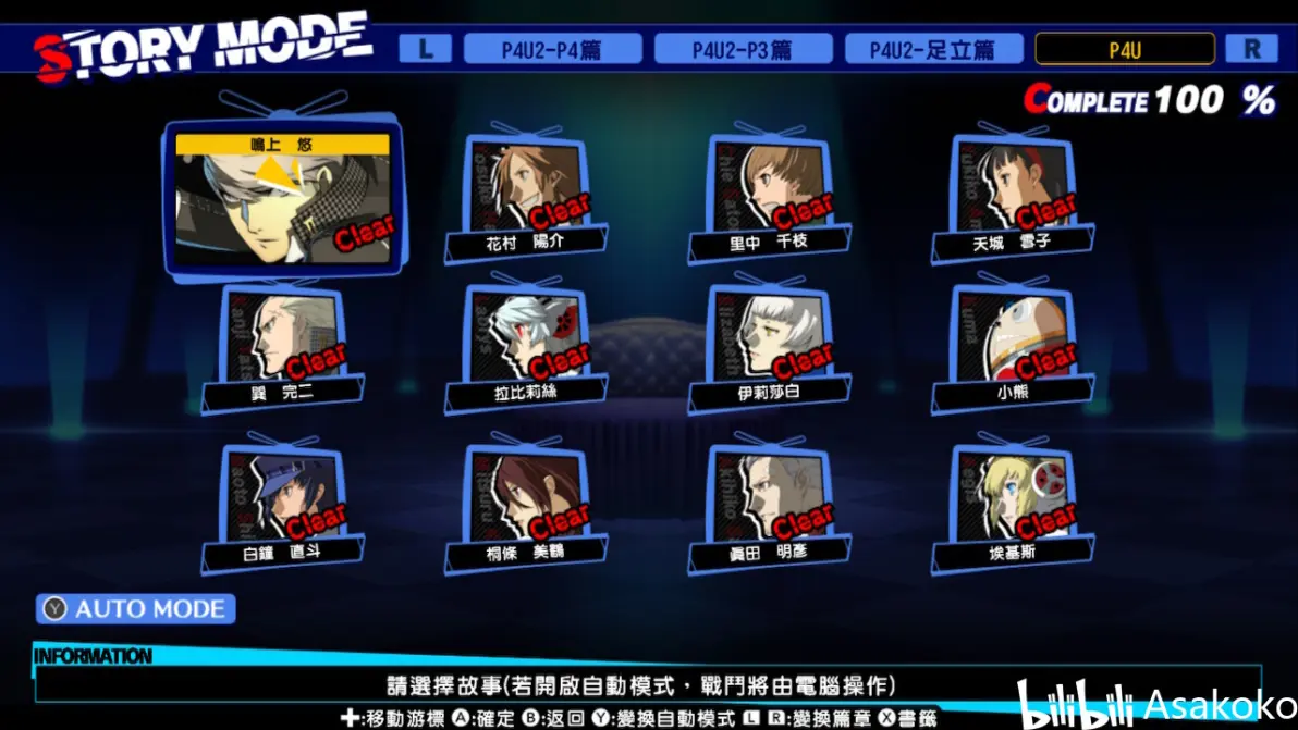 《女神异闻录4 无敌究极后桥背摔/P4U2》剧情模式100%收集攻略 - 哔哩哔哩