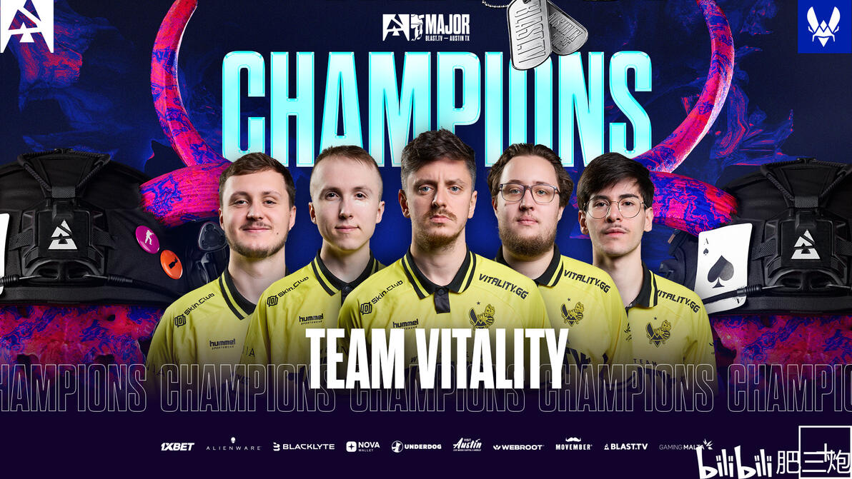 Vitality夺得奥斯汀Major冠军！二次加冕、今年七连冠，大黄蜂王朝已立 - 哔哩哔哩