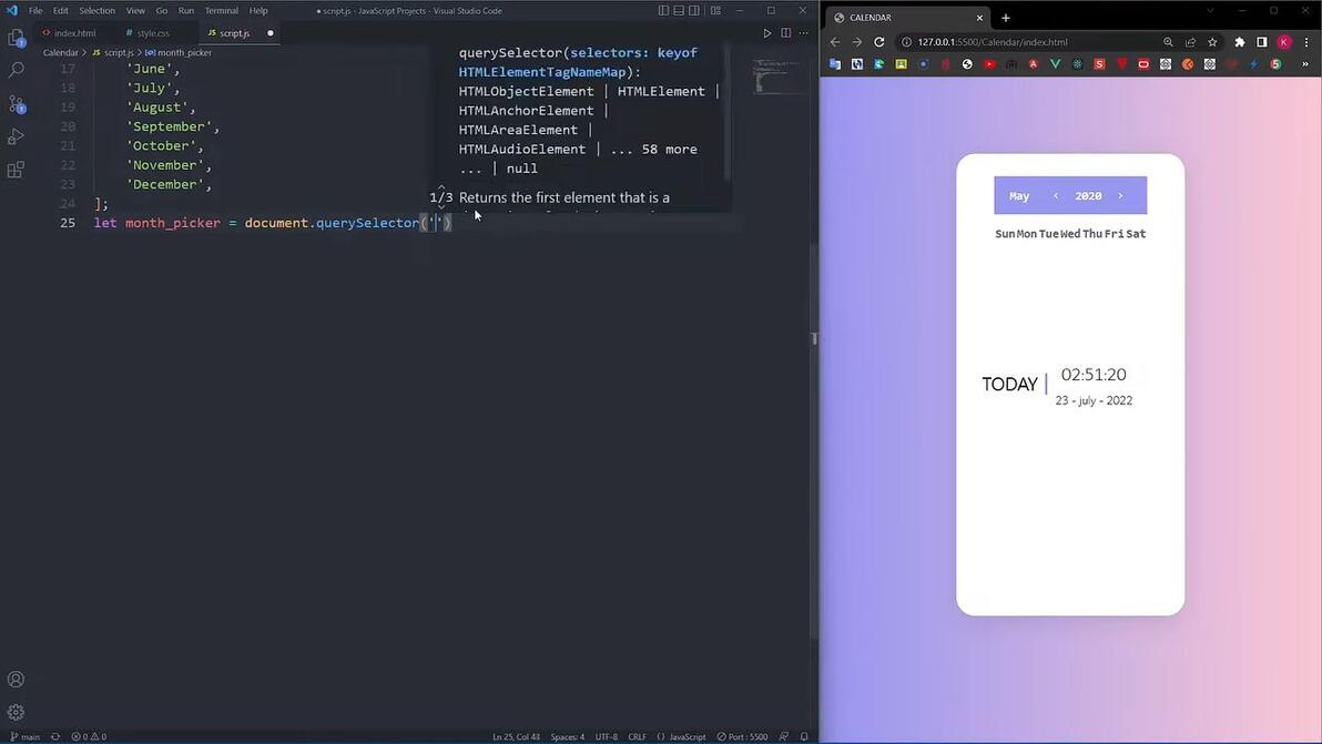 使用 Html Css 和 Javascript 制作日历 哔哩哔哩
