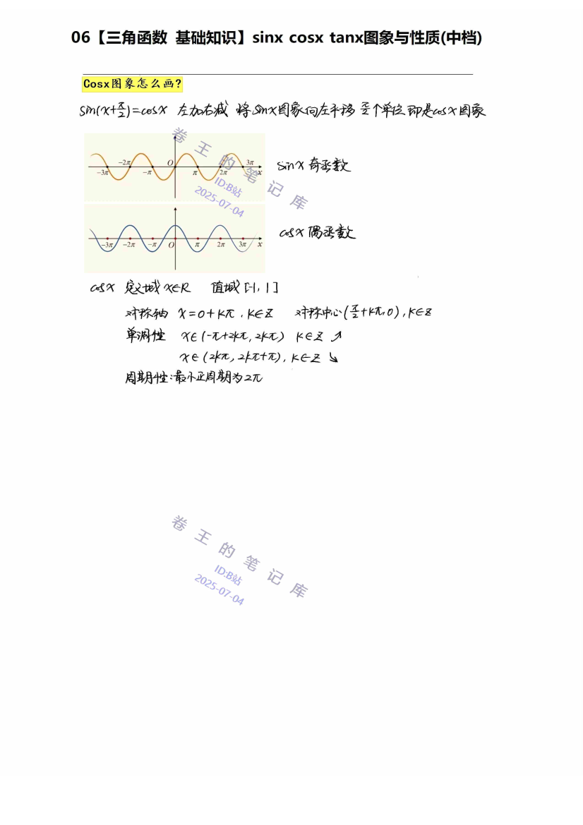 sinx/cosx/tanx函数图象，一站式讲懂！ - 哔哩哔哩