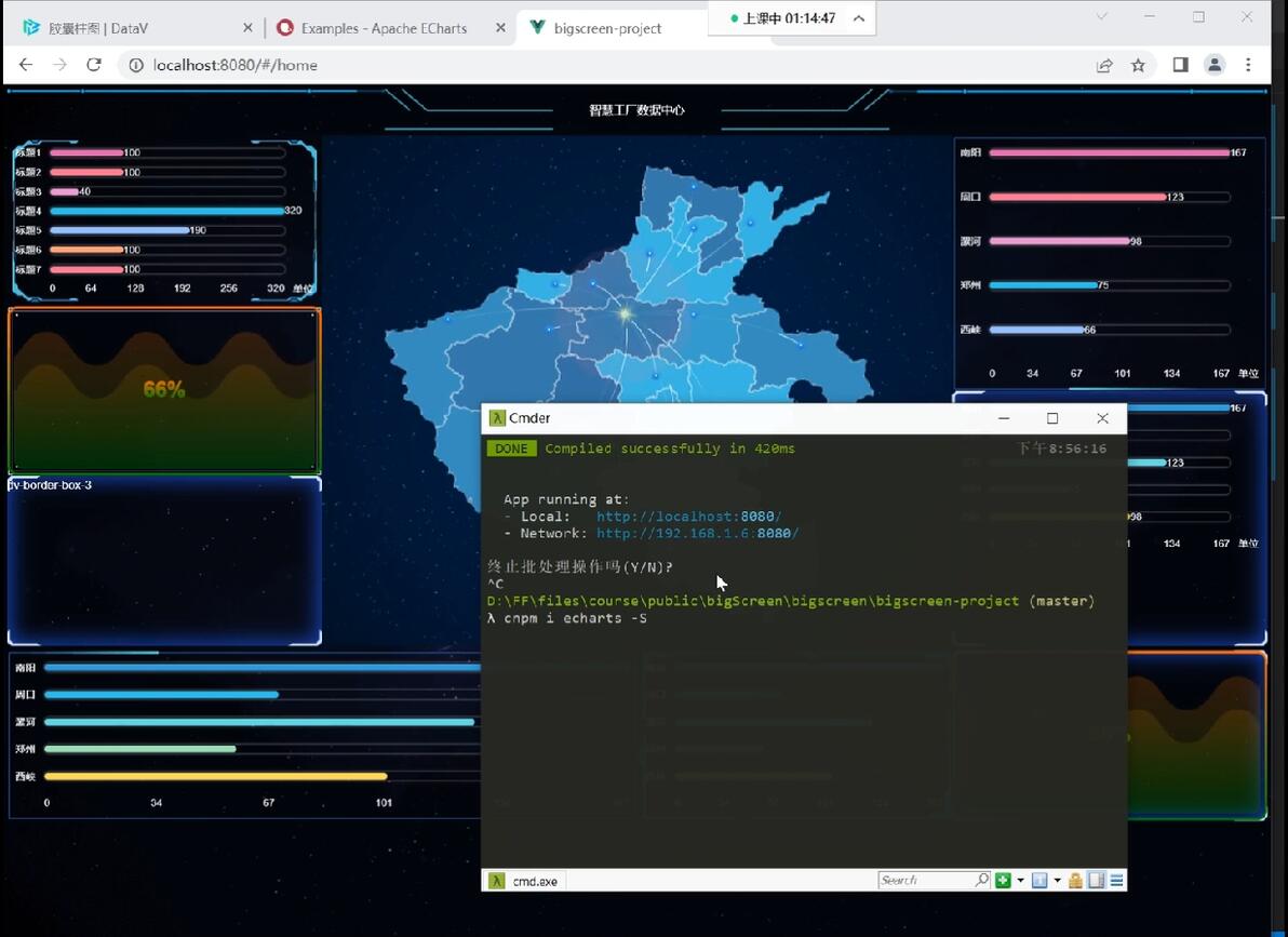 【前端大屏可视化】VUE+DataV+Echarts创建炫酷科技大屏 20... - 哔哩哔哩