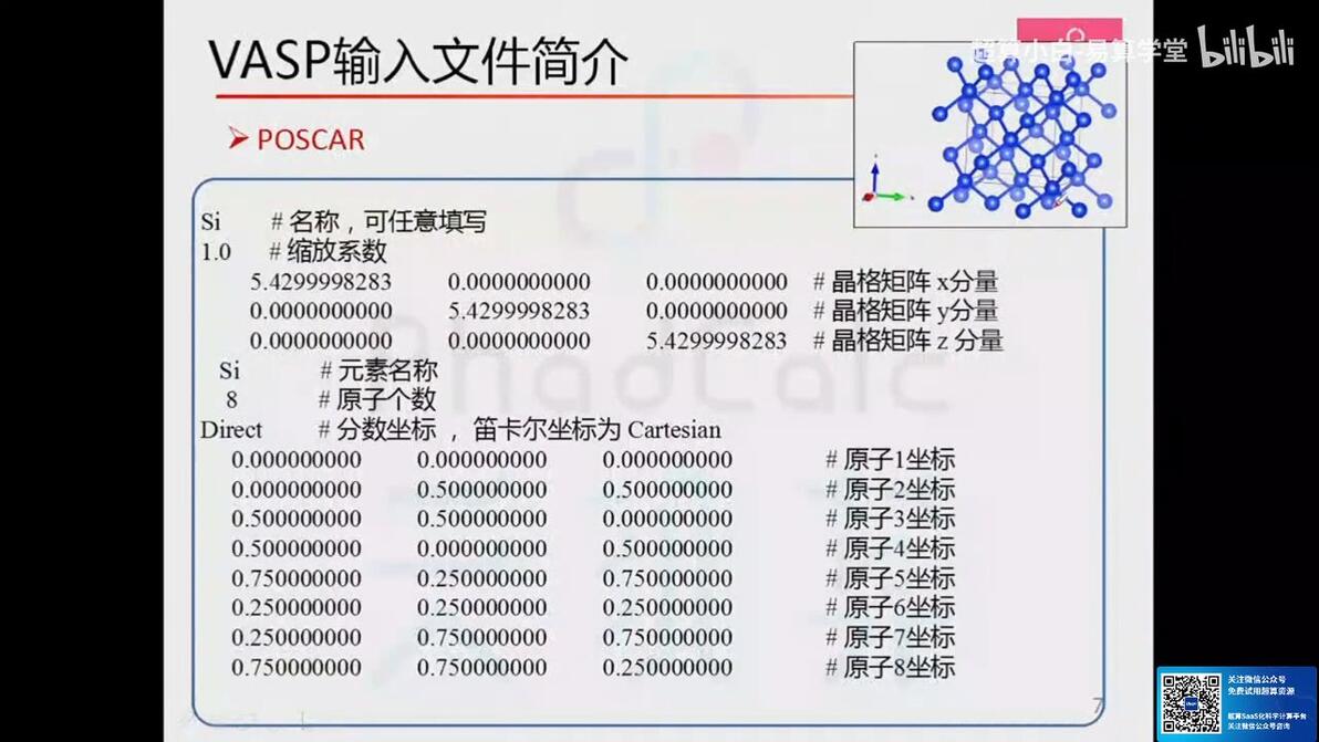 VASP基础教学】04-VASP计算第一例及输入文件介绍 - 哔哩哔哩