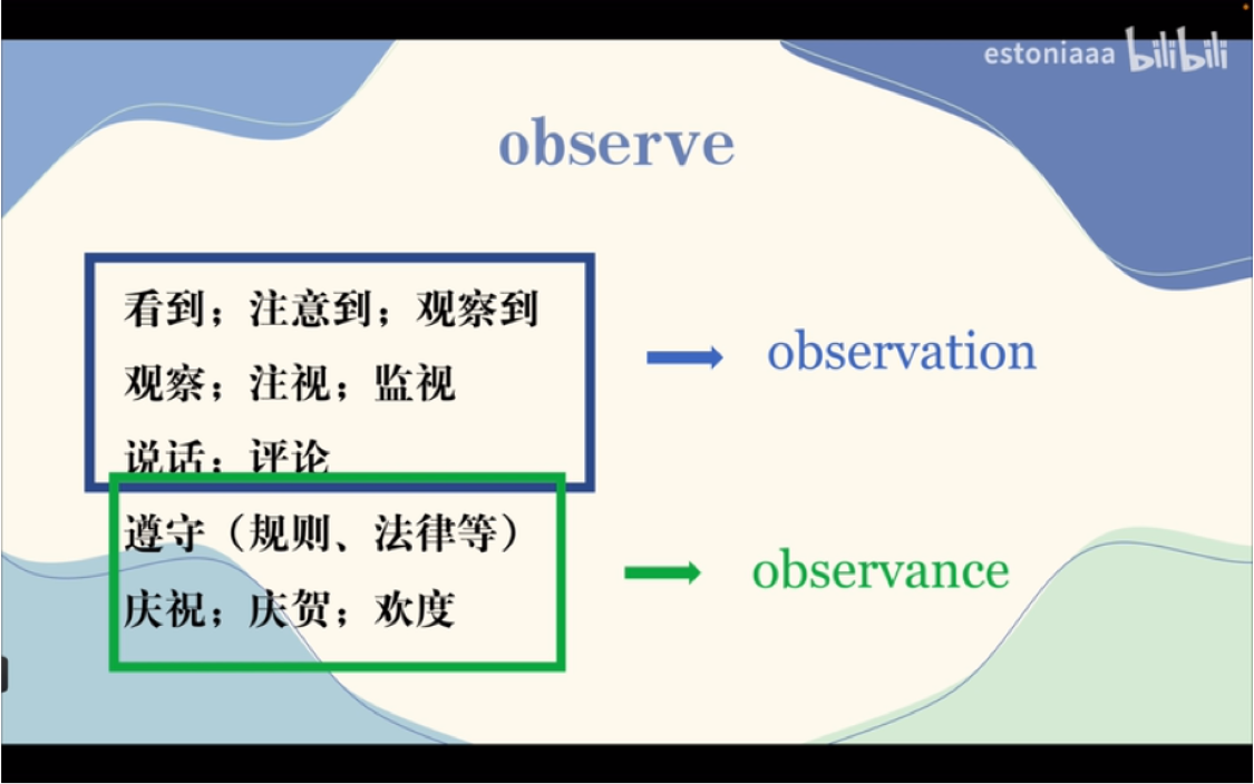 【英语词汇】observation和observance你分清了吗？ - 哔哩哔哩