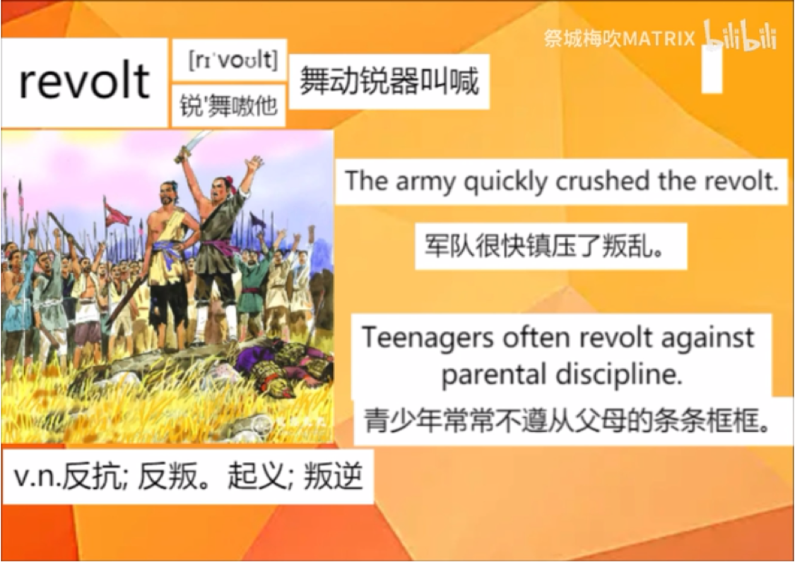 英语单词速记 revolt 考研四六级雅思托福 - 哔哩哔哩