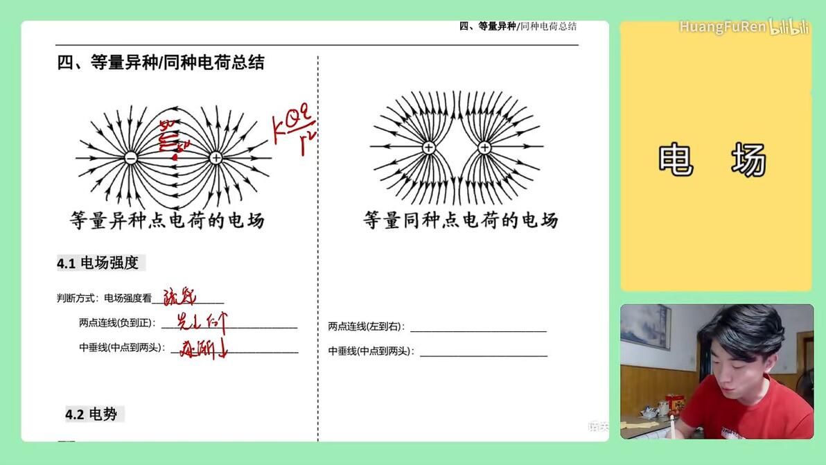 156.【高中物理选修3-1】【电场】俩个等量电荷的电场强度总结 - 哔哩哔哩