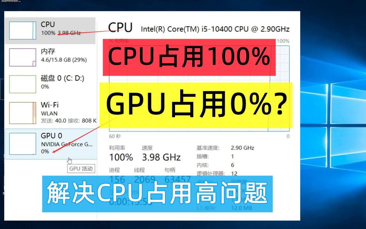 【53期】英伟达显卡GPU占用0%，CPU占用高达100%3D游戏卡顿的解决方案 - 哔哩哔哩