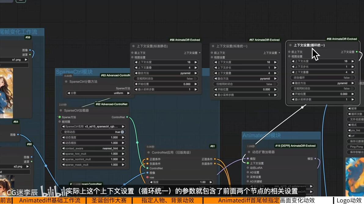 Comfyui实用工作流教程11期——Animatediff首尾帧丝滑可控动画 - 哔哩哔哩