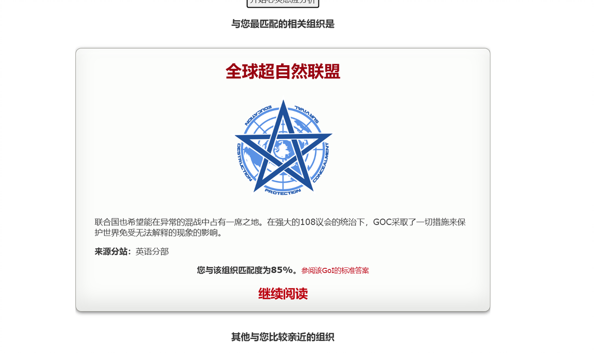看看你属于SCP的哪个组织？SCP基金会组织度匹配测试题。 - 哔哩哔哩