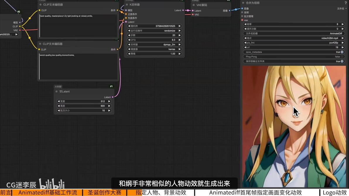 Comfyui实用工作流教程11期——Animatediff首尾帧丝滑可控动画 - 哔哩哔哩