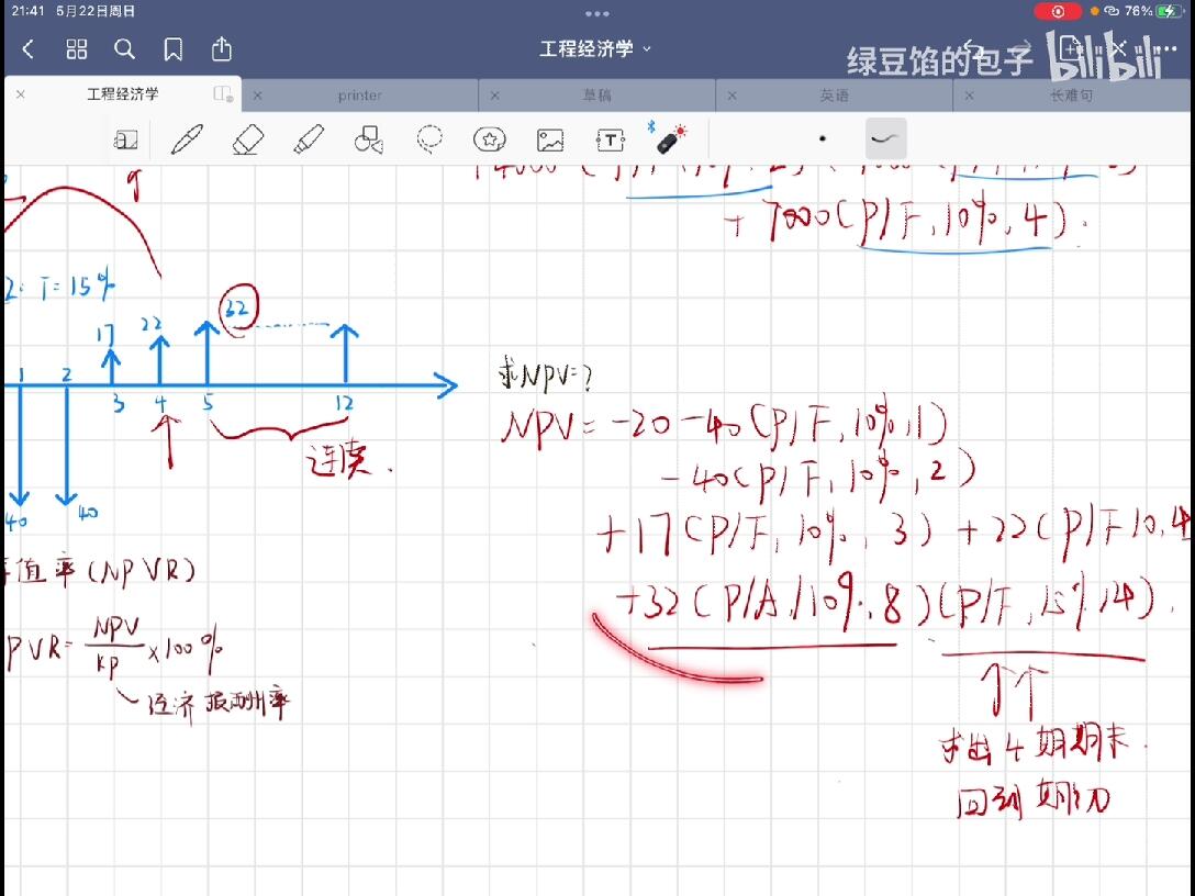 【工程经济学】净现值NPV，净现值率NPVR，净年值NAV—个人方法分享 - 哔哩哔哩