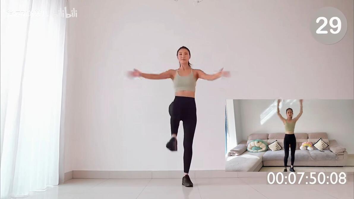 【MIZI】40min有氧腰腹训练，站立无跑跳，减腰两侧赘肉，紧实腰腹线条，练出 - 哔哩哔哩