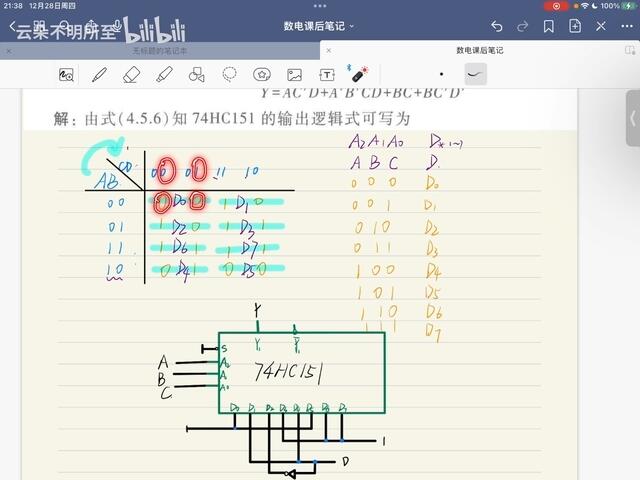 74HC151 8选1数据选择器产生逻辑函数，画出电路图 - 哔哩哔哩